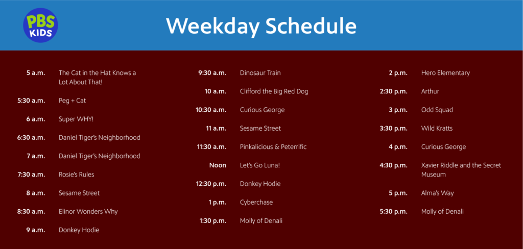 A New Schedule for PBS Kids - KAMU TV FM